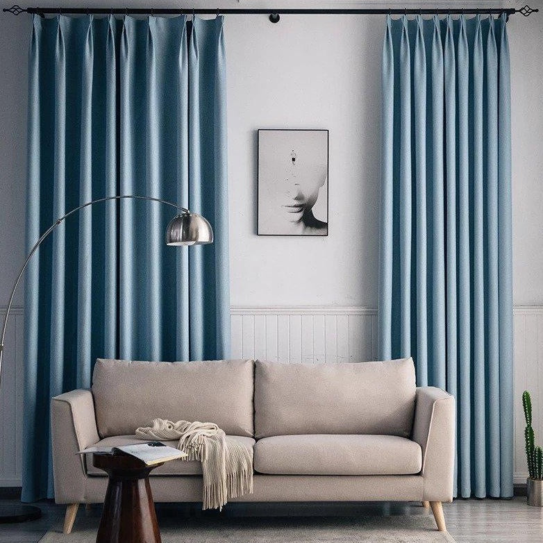 Sky Blue Solid Curtain Panel – MyJardine